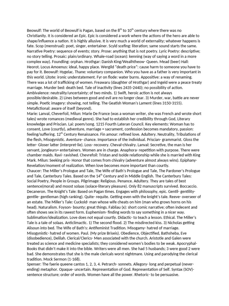 Beowulf and Medieval Literature Analysis | PDF | Beowulf | The ...