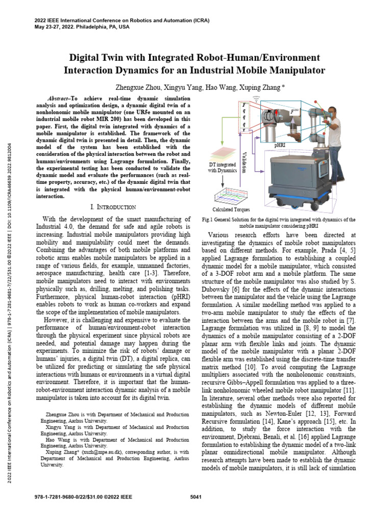 Dynamic Digital Twin for Mobile Manipulators | PDF | Kinematics ...