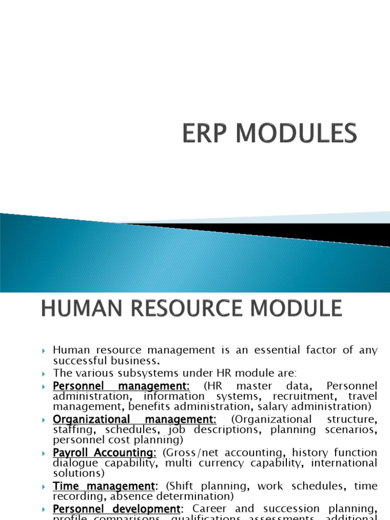 Erp Modules HR | PDF | Human Resource Management | Payroll