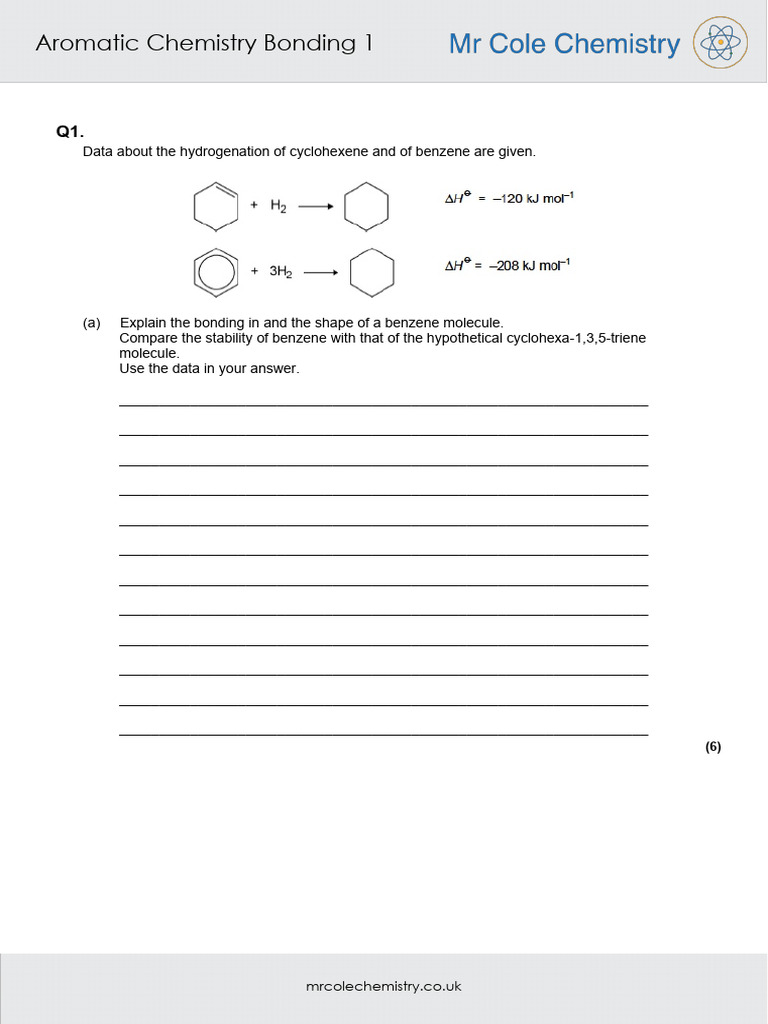 Httpsmrcolechemistry.co.Ukwp Contentuploads202409Aromatic Chemistry Bonding Question Pack 1.PDF ...