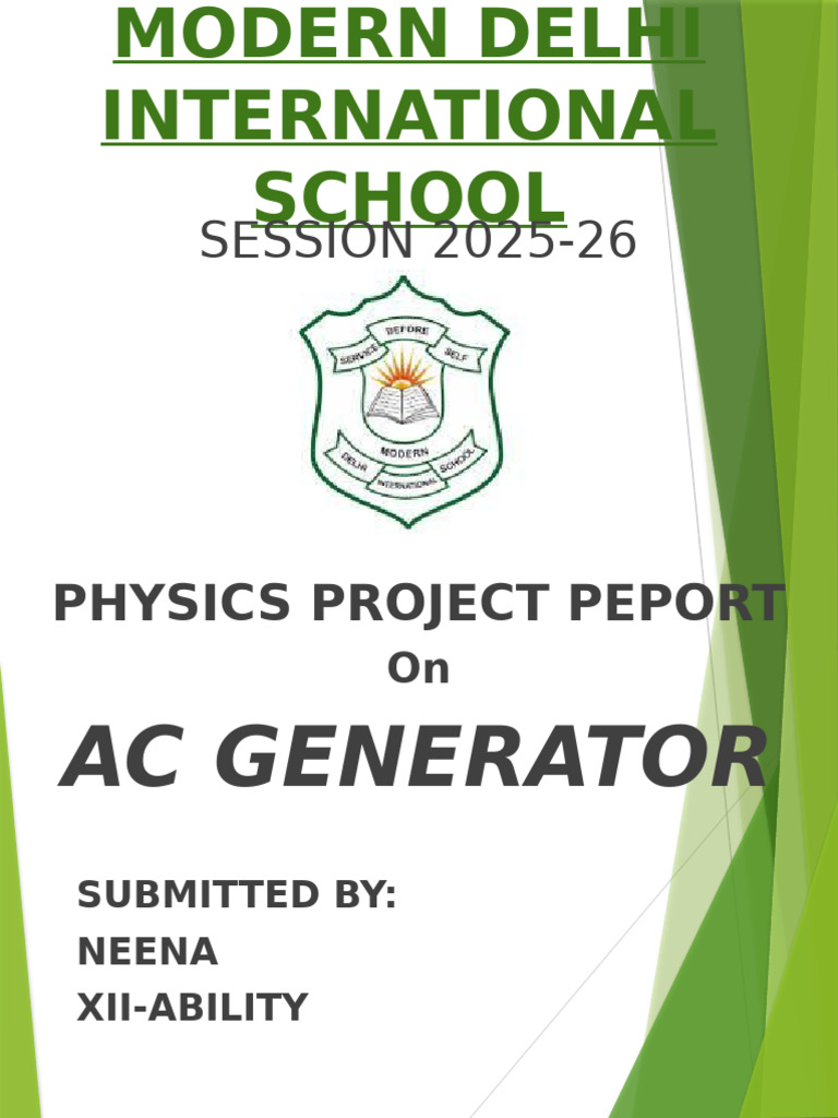 AC Generator Physics Project Report | PDF | Electric Generator | Power ...