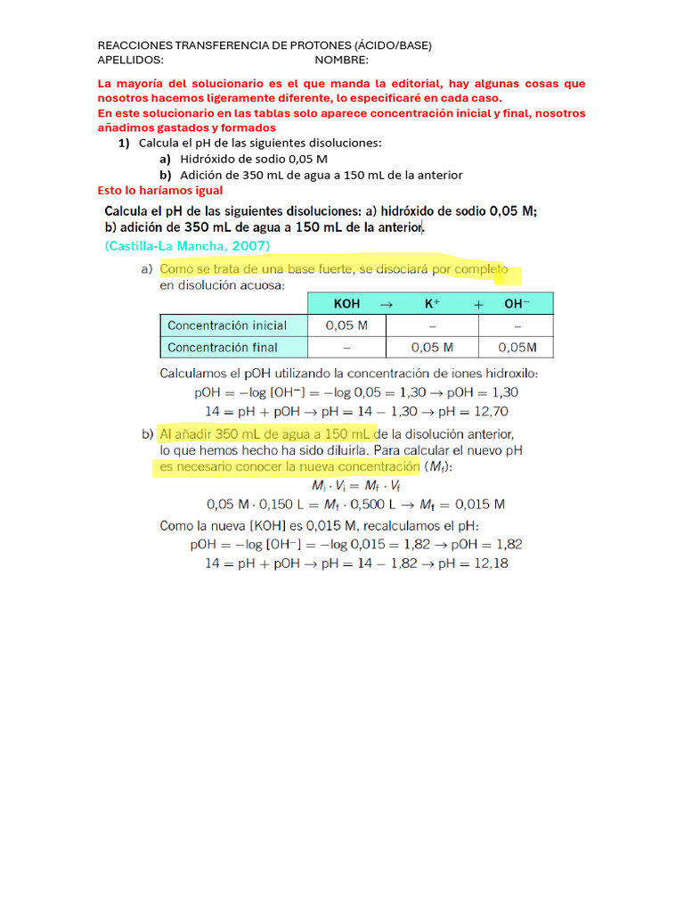 Control ácido base soluciones | PDF | Ácido | Ph