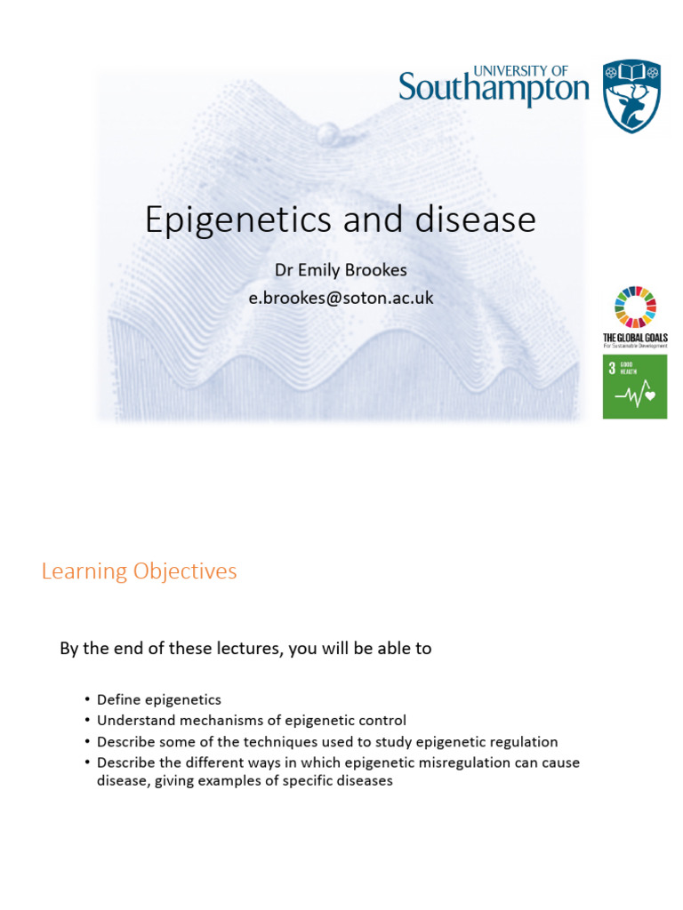 Biol3017 Epigenetics&Disease L1 EBrookes(2) | PDF | Epigenetics | Histone