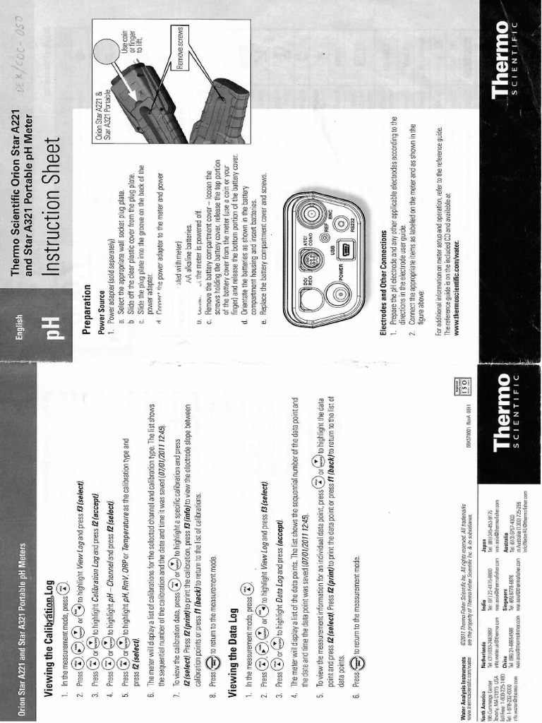 Dex-Cdc-050 Manual de Uso Phmetro Orion Star A221 - A321 | PDF