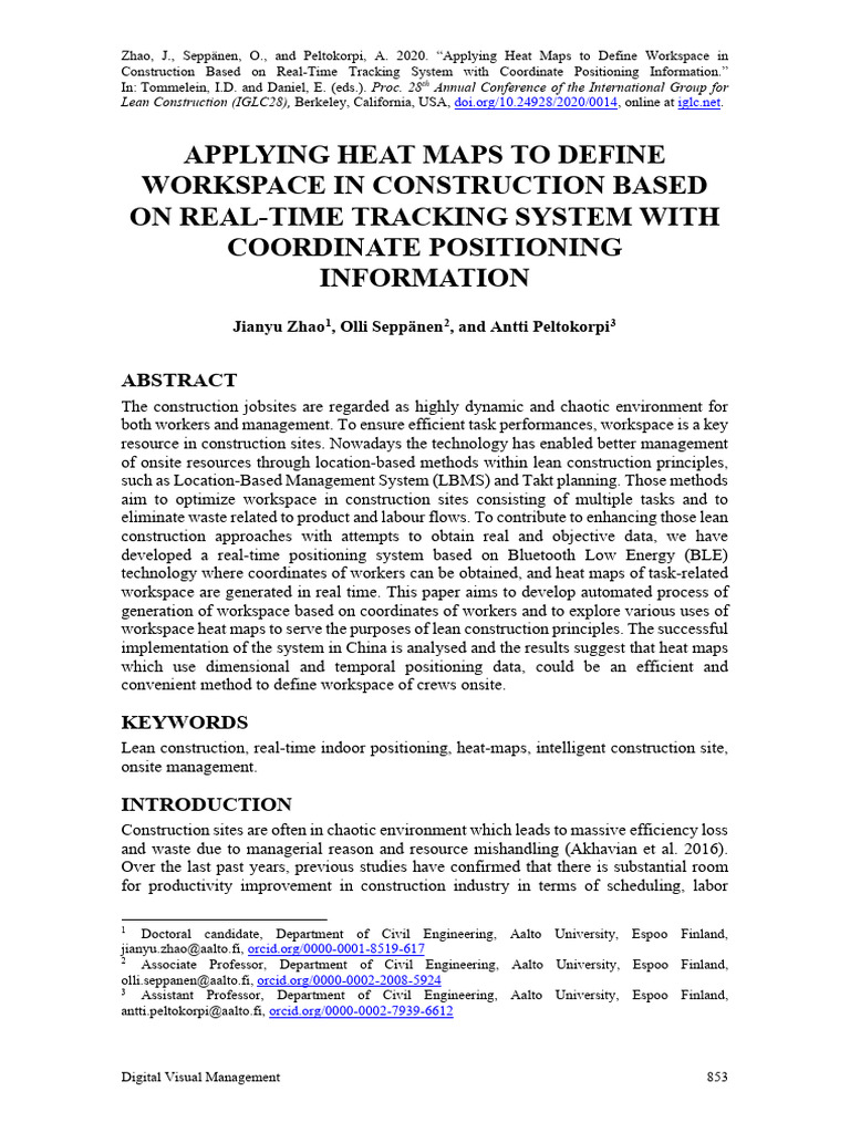 Heat Maps for Workspace in Construction | PDF