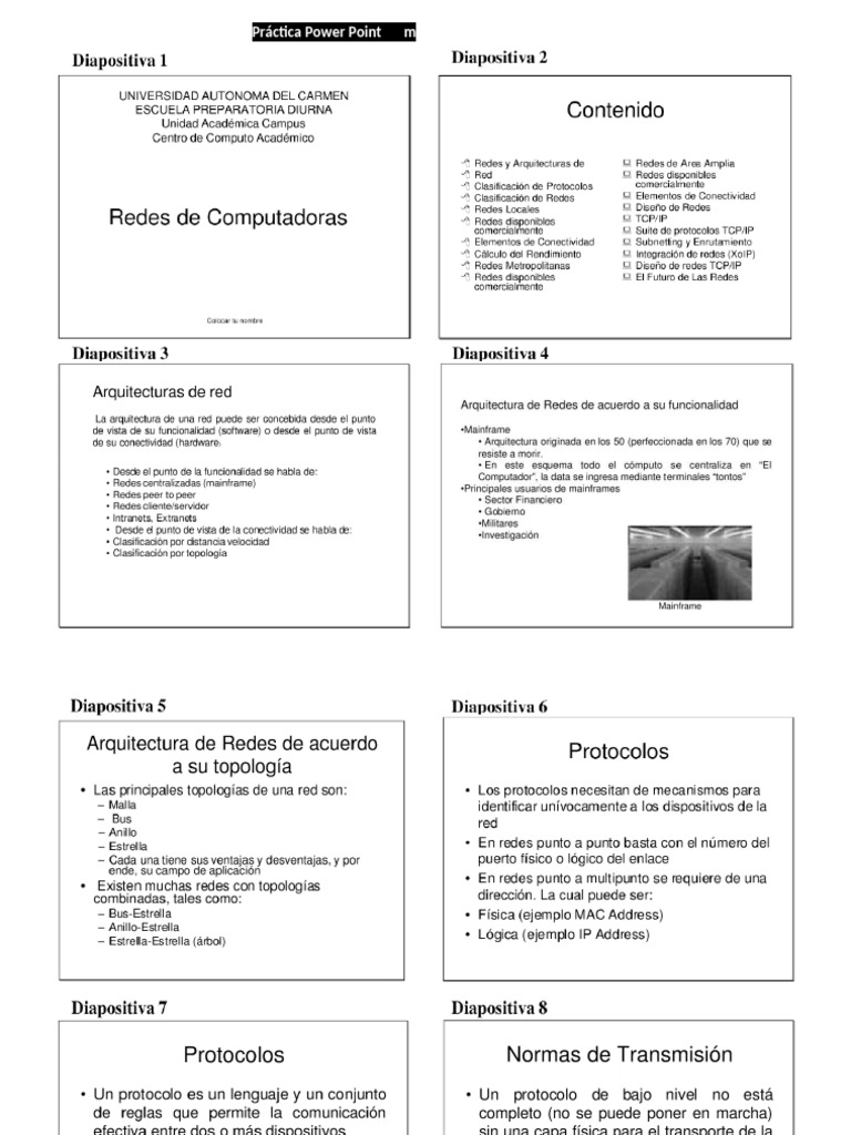 1. Redes de Computadoras-práctica Power Point | PDF