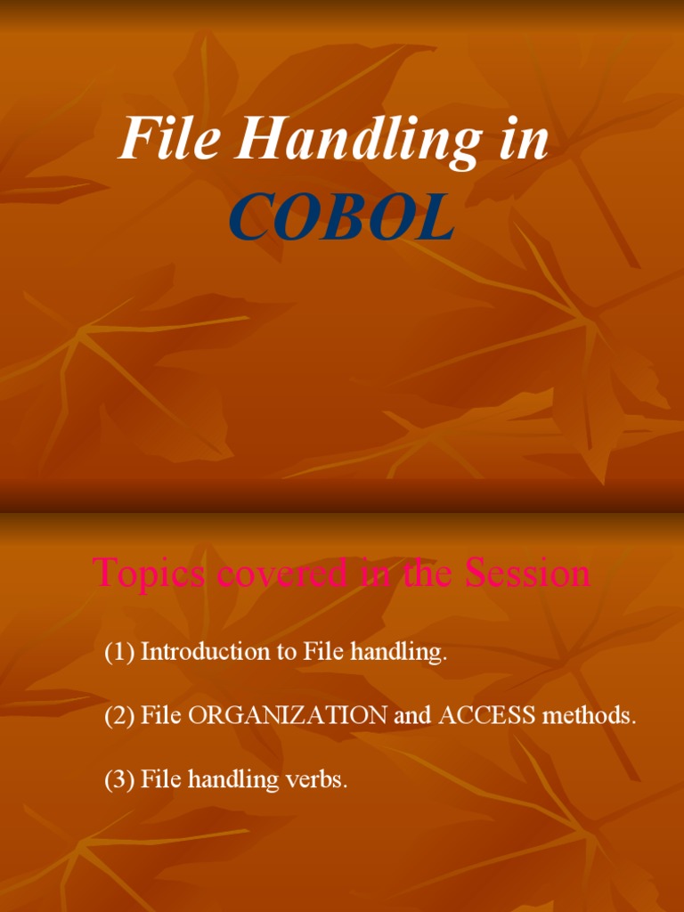 Cobol File Handling Pdf Data Buffer Inputoutput