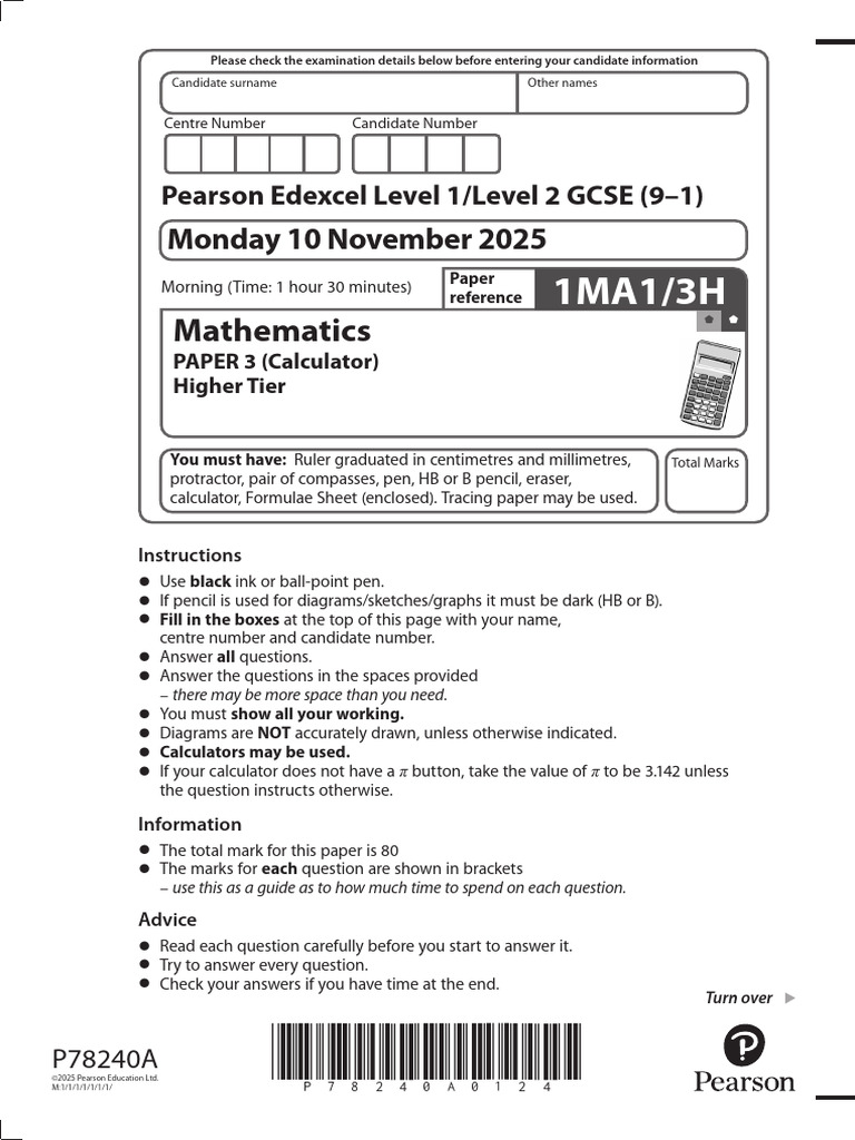 GCSE Maths Paper 3 Higher Tier Exam | PDF | Mathematics