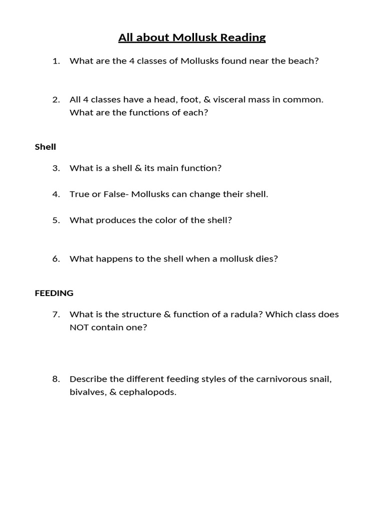 All About Mollusk Reading | PDF