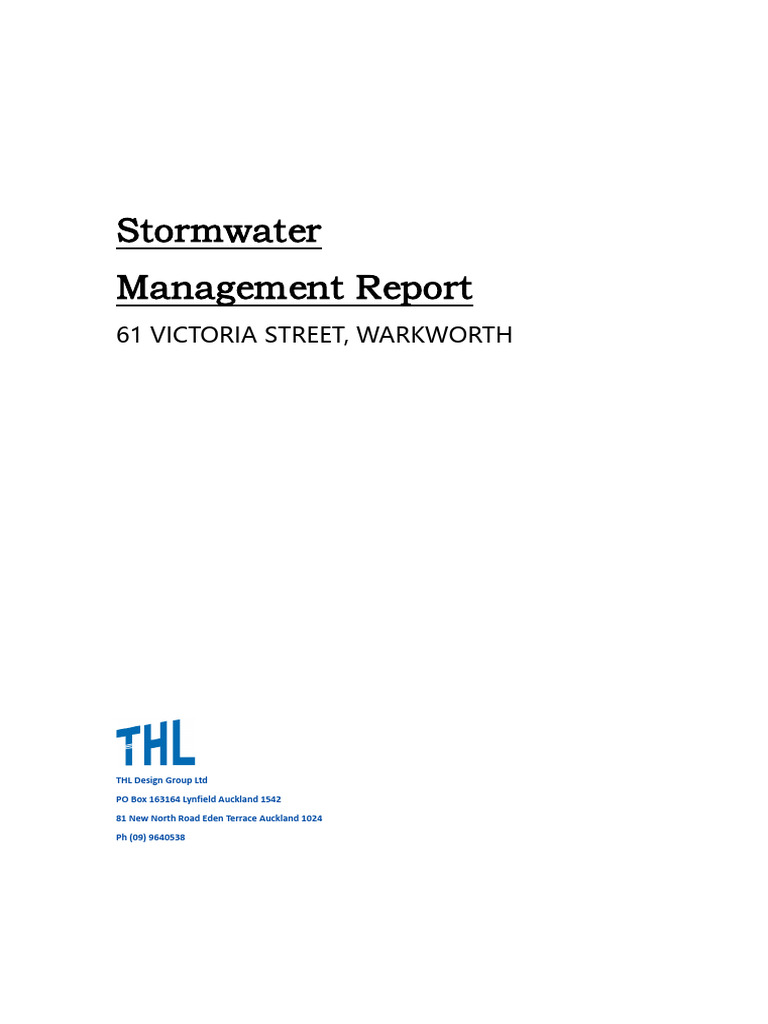Stormwater Management Report (Thl) | PDF | Stormwater | Surface Runoff