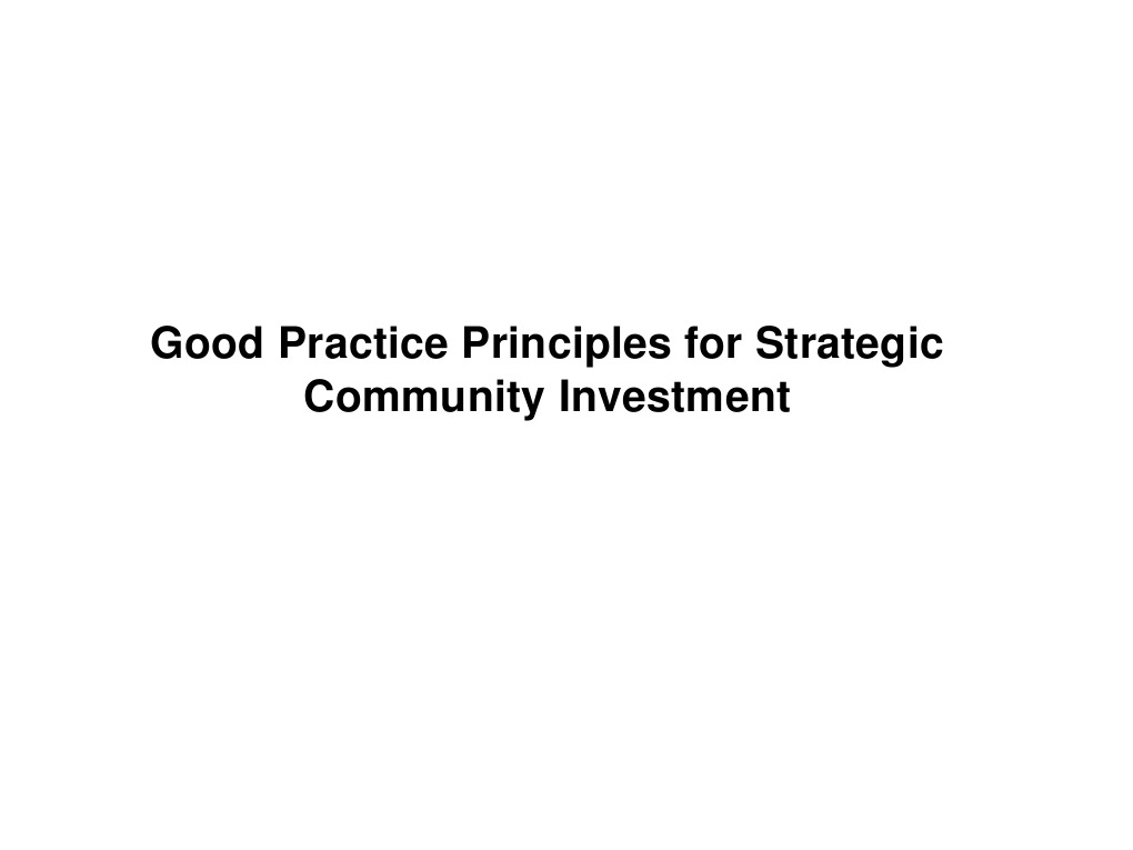 Good Practice Principles For Strategic Community Investment | PDF ...