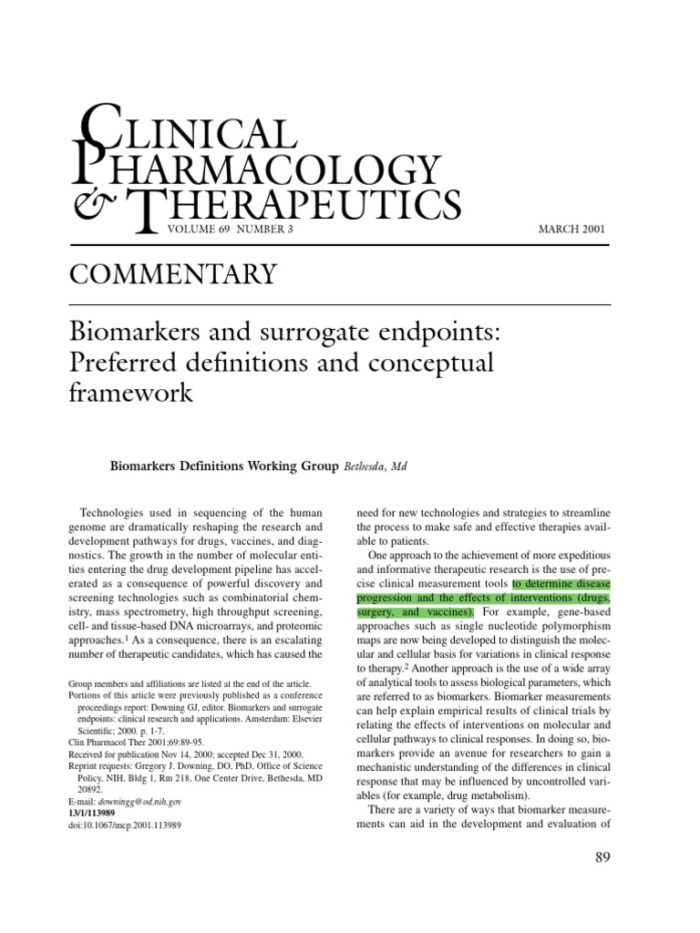 Biomarkers Definition | PDF | Biomarker | Clinical Trial