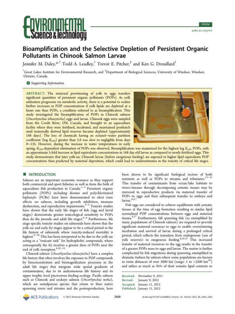 Bioamplification and the Selective Depletion of Persistent Organic ...