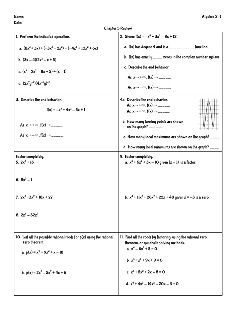 Chapter 5 Review Sheet | PDF | Factorization | Polynomial