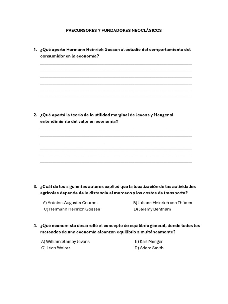 PRECURSORES Y FUNDADORES NEOCLÁSICOS | PDF