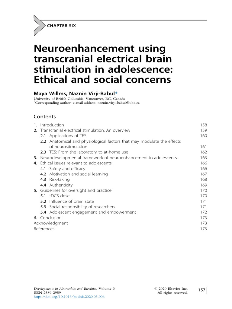 Chapter-Six---Neuroenhancement-using-transcranial-ele_2020_Developments-in-N | PDF | Adolescence ...