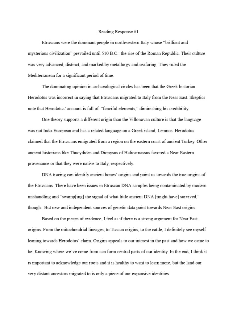 Reading Response #1 | PDF