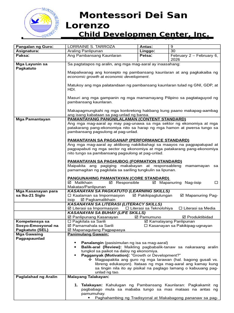 Learning Plan AP9 4th Quarter | PDF