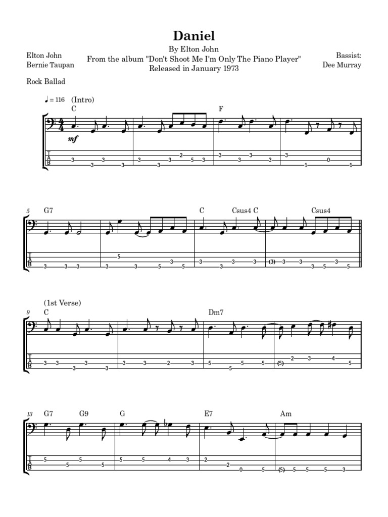 Daniel - Elton John - Tab | PDF | Rock Music | Popular Music