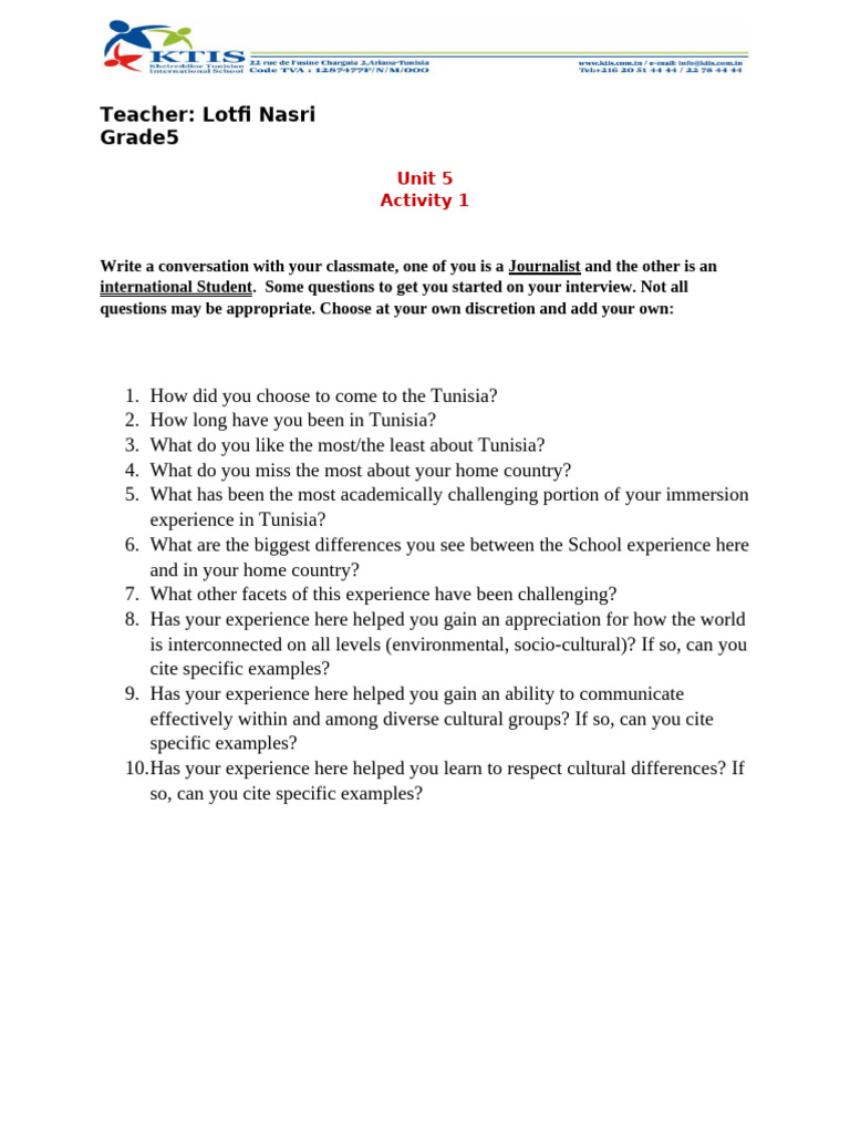 Grade 5 Lesson 1 Unit 5 | PDF