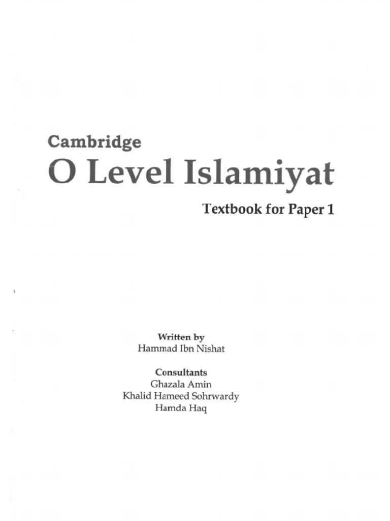 O Level Islmiyat Paper 1 | PDF