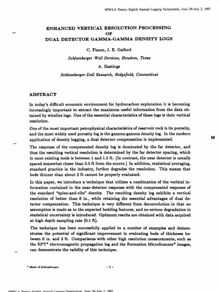 Enhanced Vertical Resolution in Density Logs | PDF | Sensor | Nature