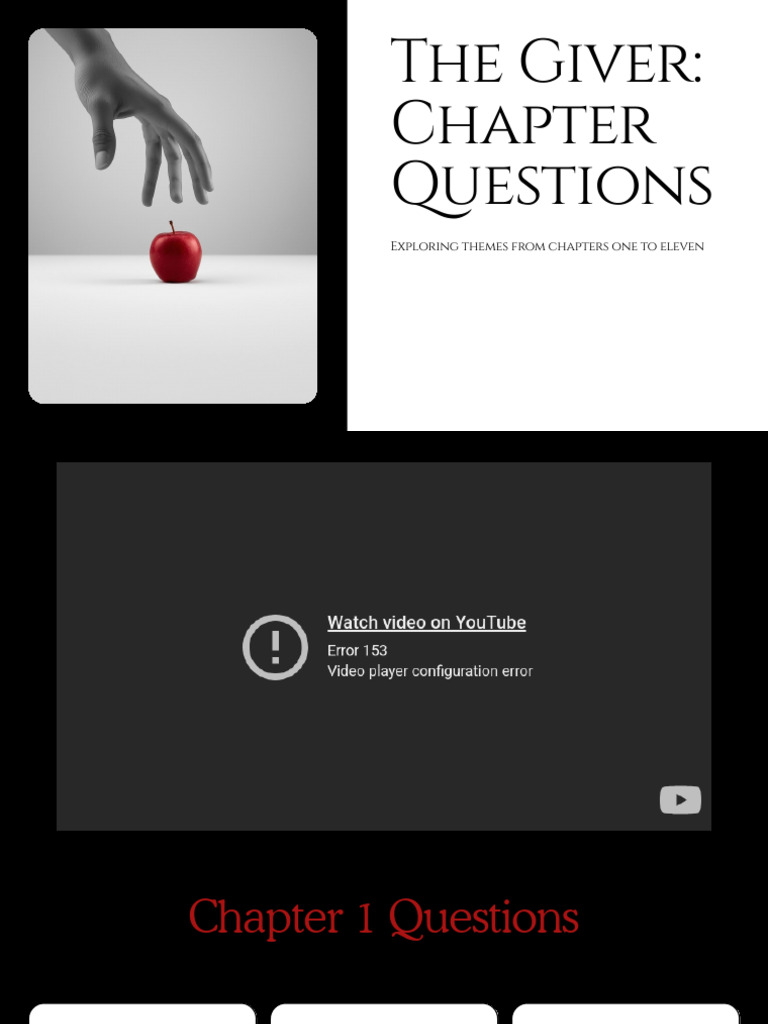 Chapter Questions for The Giver | PDF | The Giver