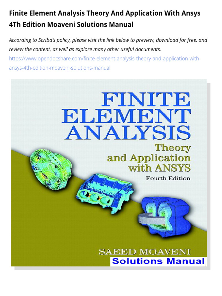Finite Element Analysis Theory and Application with ANSYS 4th Edition Moaveni Solutions Manual ...