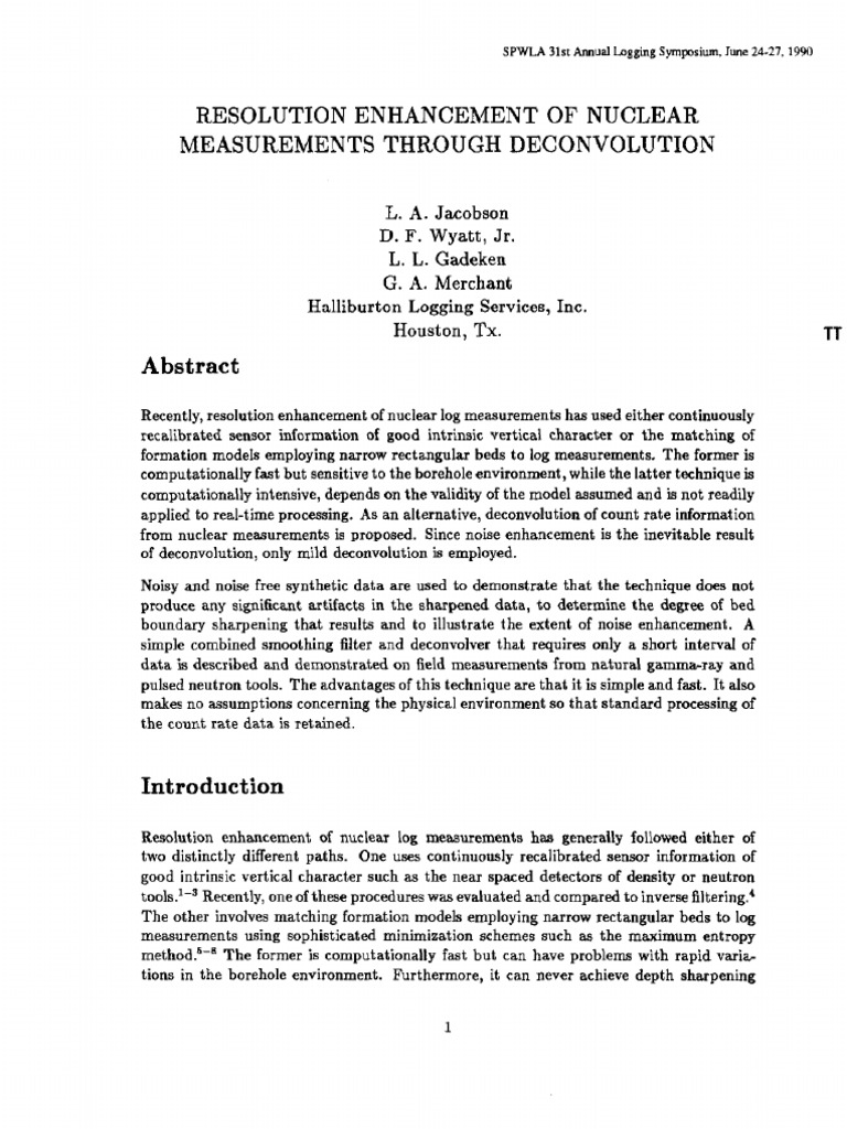 Resolution Enhancement of Nuclear Measurements Through Deconvolution | PDF | Logarithm | Filter ...