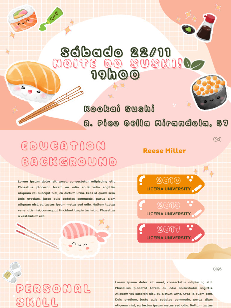 Creative Portfolio Cute Food Sticker Sushi Pastel Soft Kawaii Cartoon Snack Profile Project ...