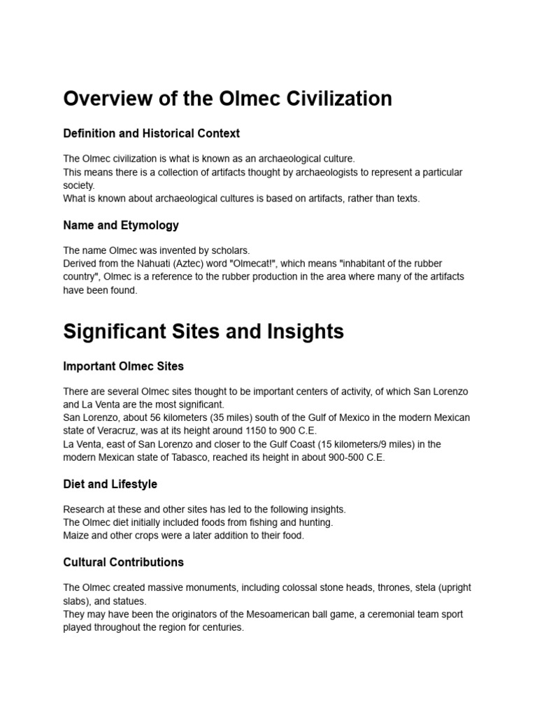 Overview of the Olmec Civilization | PDF
