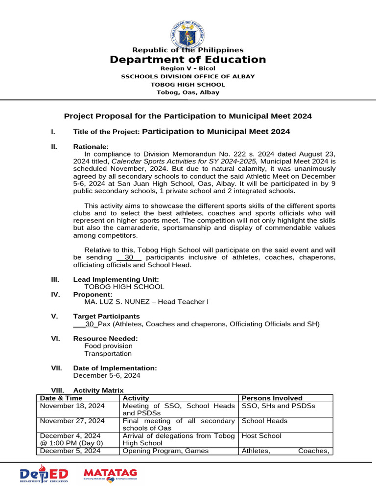 Municipal Meet 2024 Project Proposal | PDF