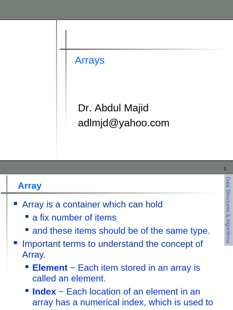 4. Arrays | PDF | Algorithms And Data Structures | Computer Programming