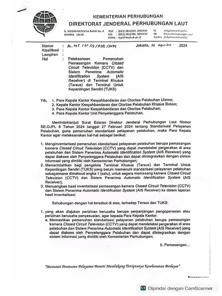 Surat Edaran Dirjen Hubla | PDF