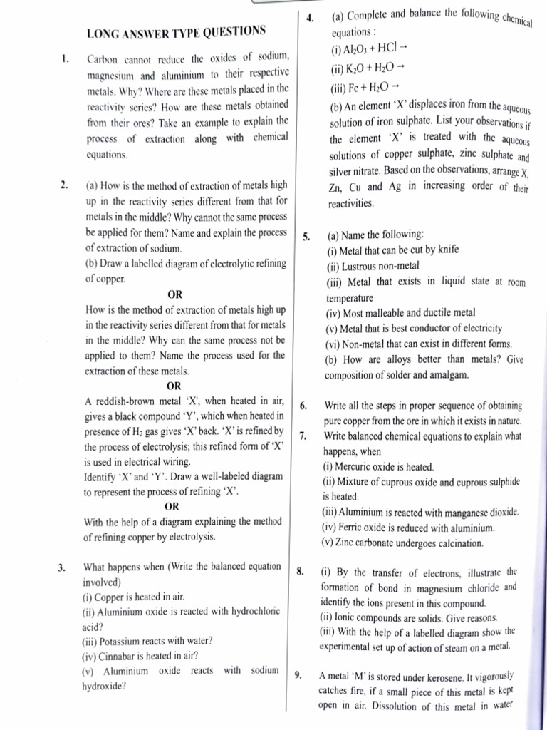 metal and non metals assignment | PDF | Metals | Copper