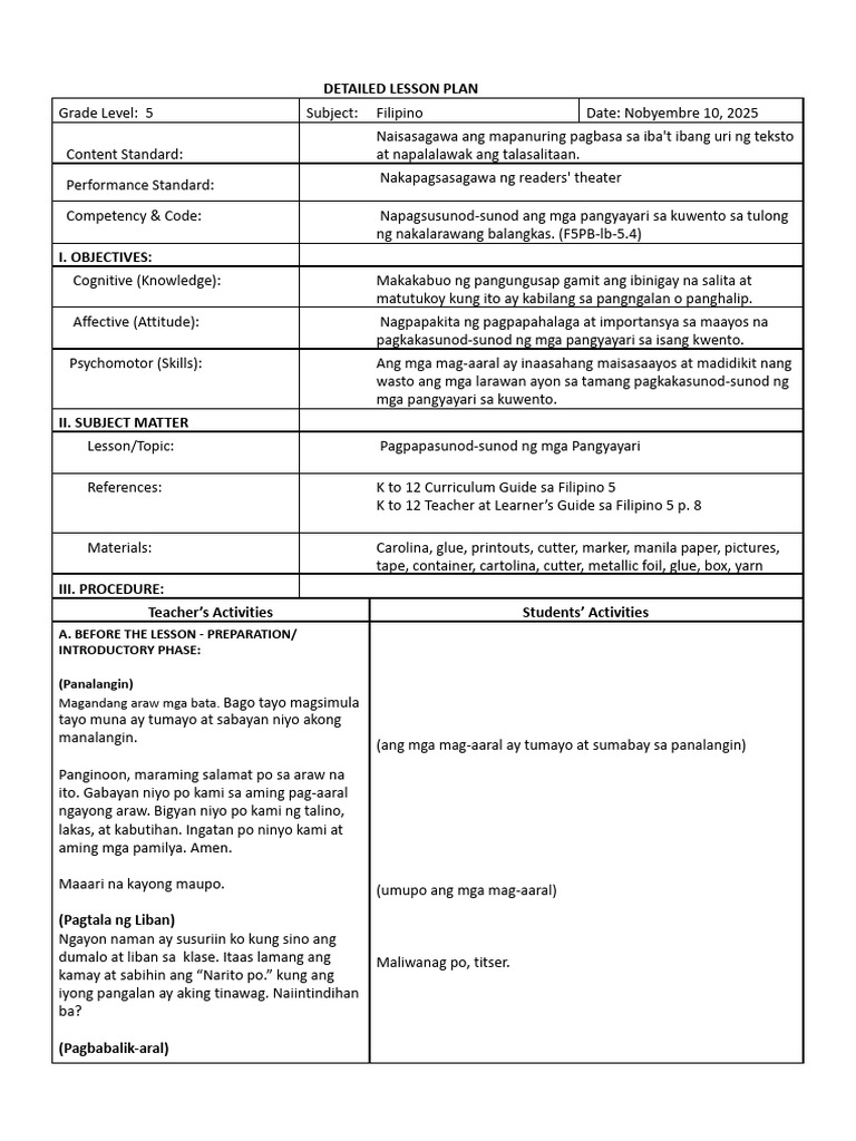 Group 3 Detailed Lesson Plan | PDF