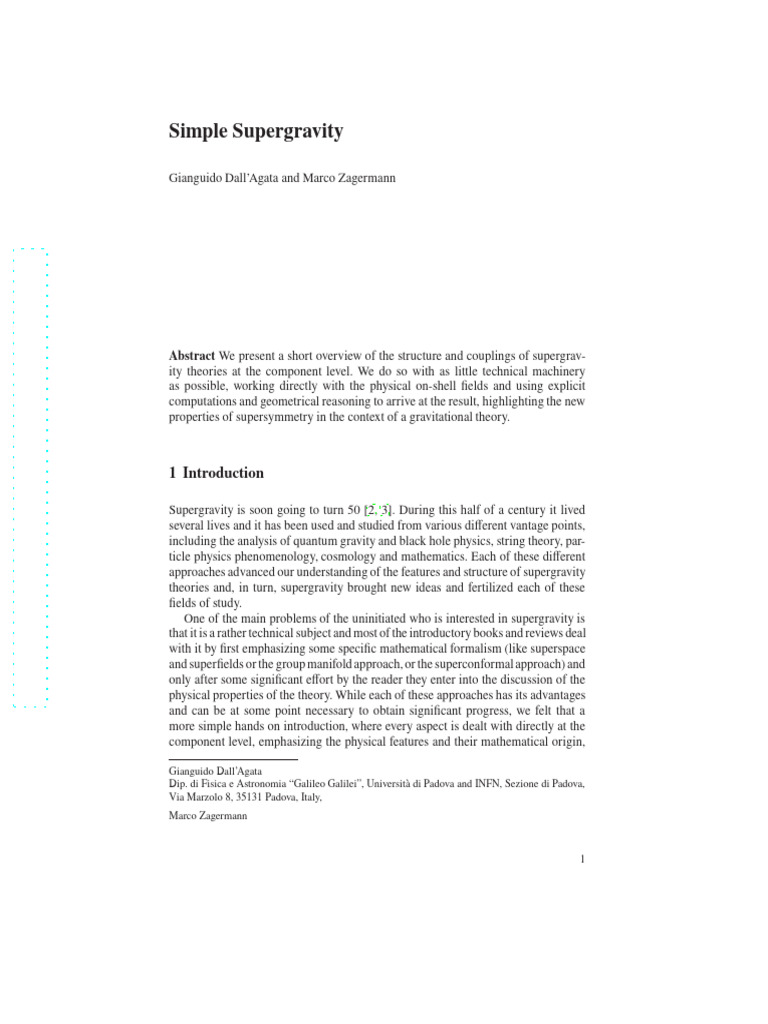 Simple Supergravity | PDF | Gauge Theory | Mathematical Physics