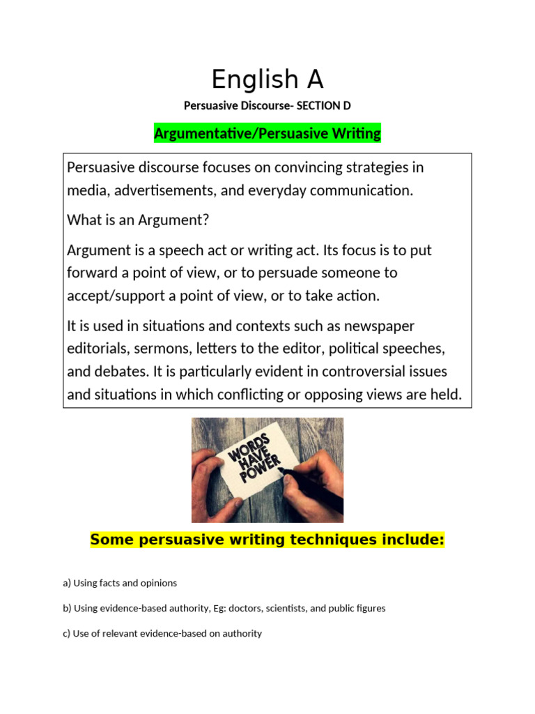Persuasive Writing Techniques Guide | PDF