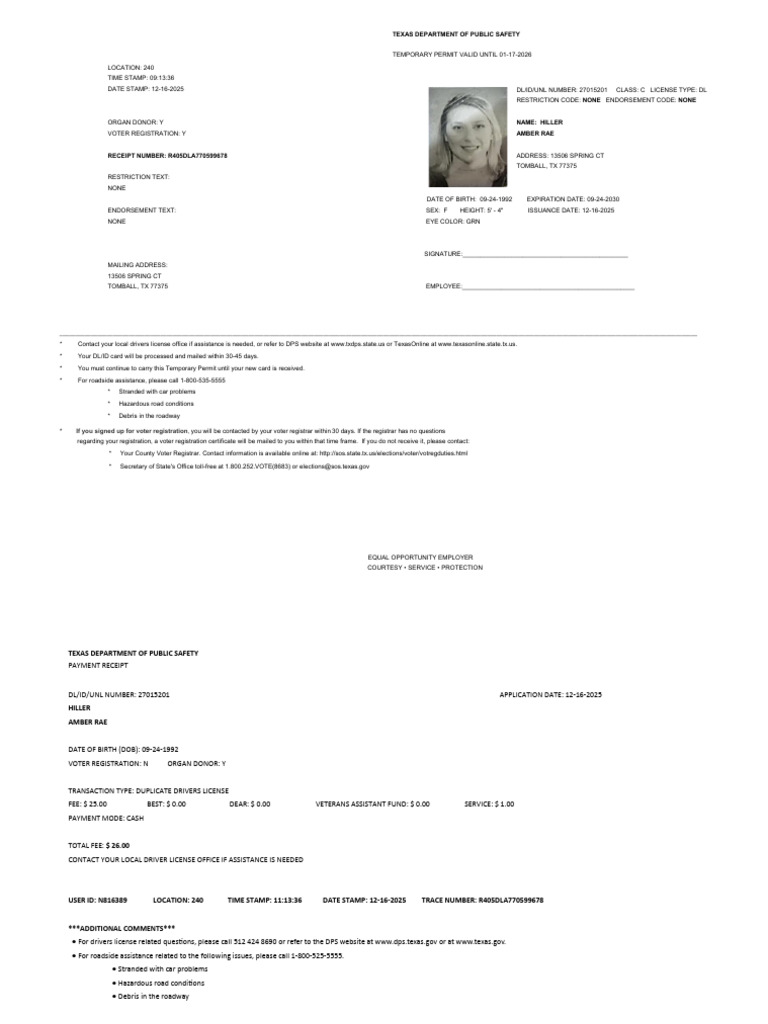 Texas Temporary Driver's License Permit | PDF | Driver's License