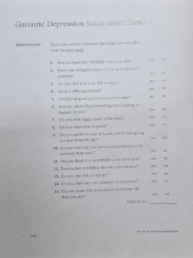 Geriatric Depression Scale (2) | PDF