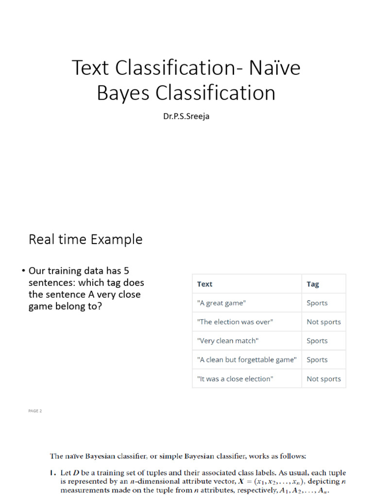 Text Classification- Naïve Bayes Classification | PDF