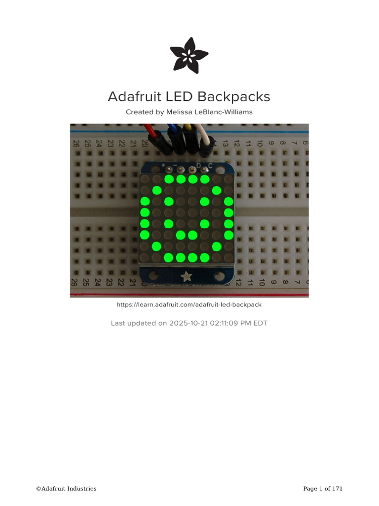 Adafruit Led Backpack | PDF | Arduino | Light Emitting Diode