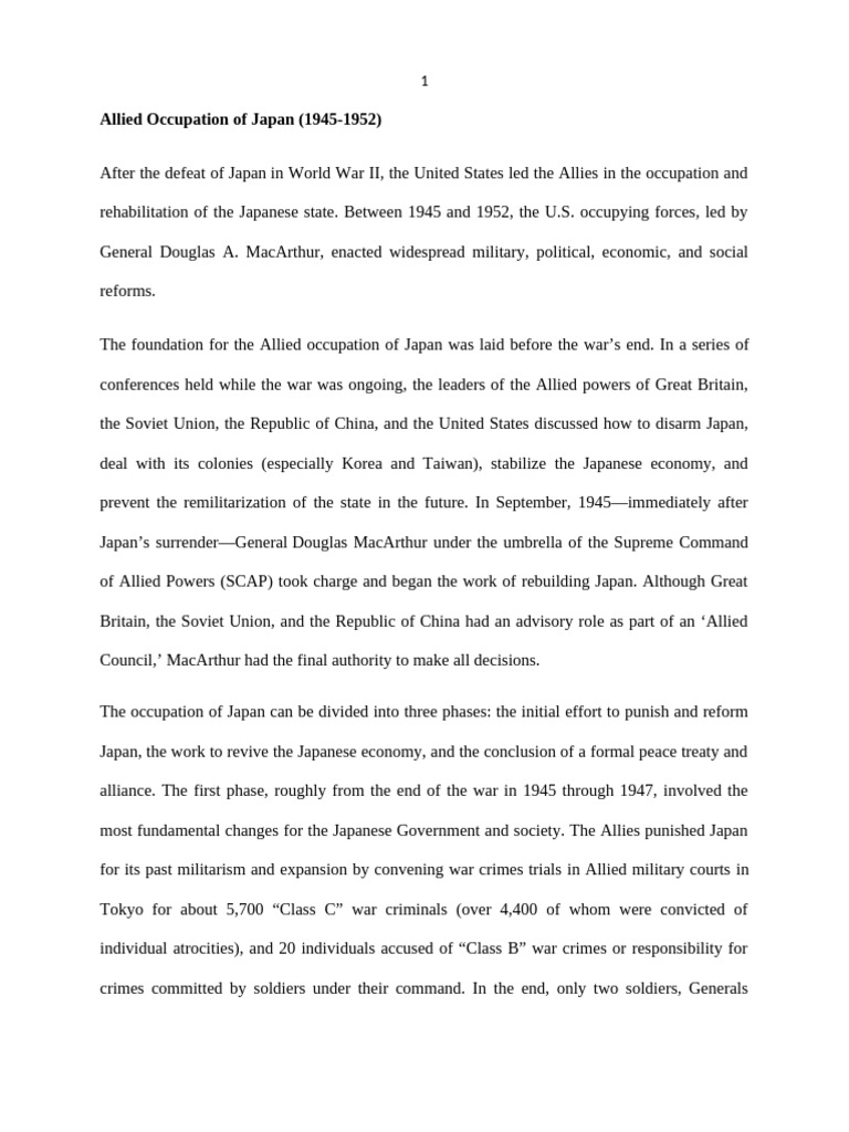 Allied Occupation of Japan | PDF | Japan | Allies Of World War II