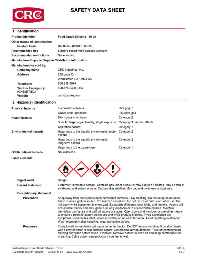 msds_en-1003296 (1) | PDF | Firefighting | Toxicity