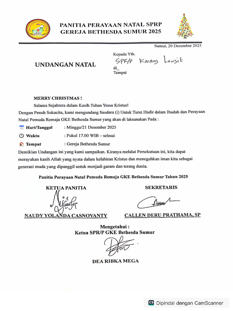 Undangan Natal Sprp Sumur-1 | PDF