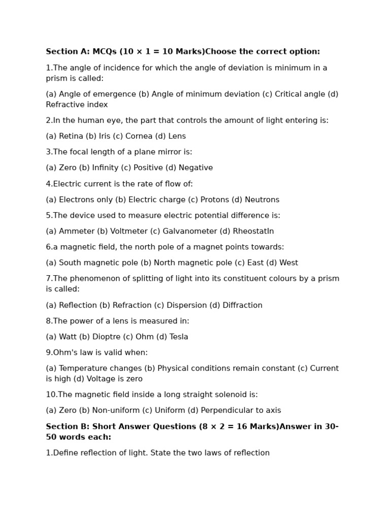 3rd Pre board 10th ( science) | PDF | Electromagnetic Radiation | Physical Phenomena