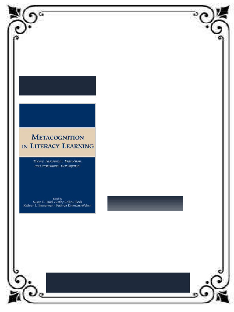 Metacognition in Literacy Learning Theory Assessment Instruction and ...