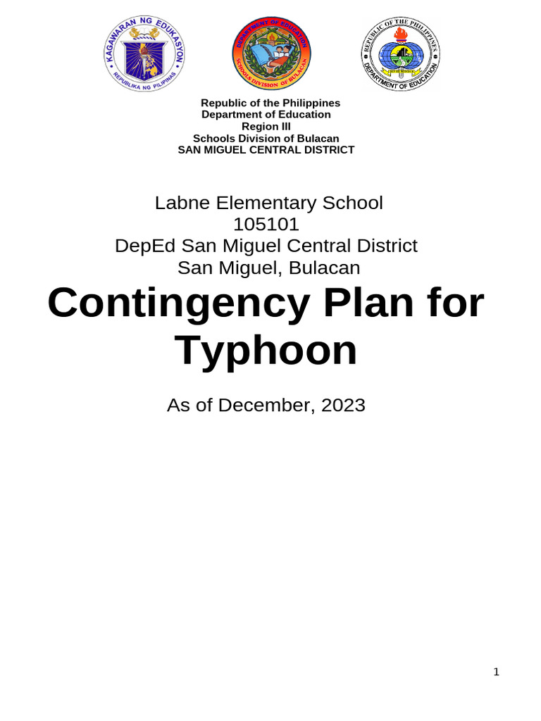 Labne Elementary School Typhoon Plan | PDF | Emergency Management ...