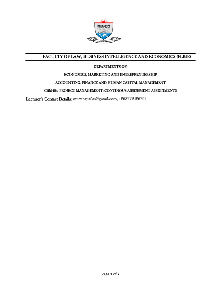 CBM404 Project Management Coursework Assignments Semester 1 2024 | PDF | Project Management ...
