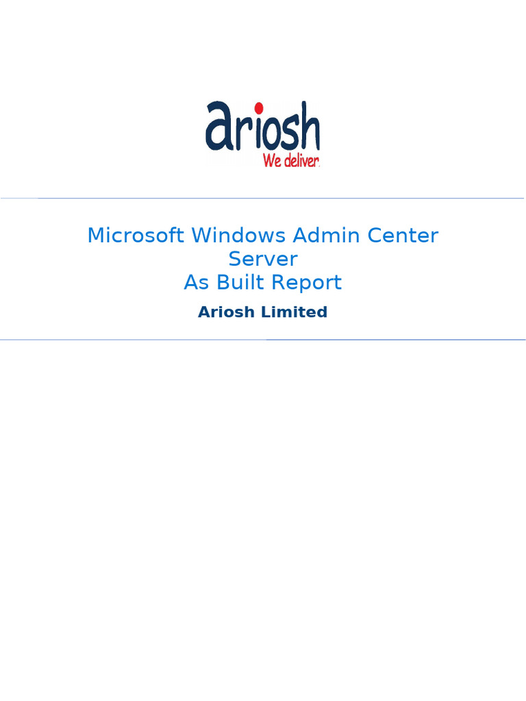 Windows Admin Center As Built Report | PDF